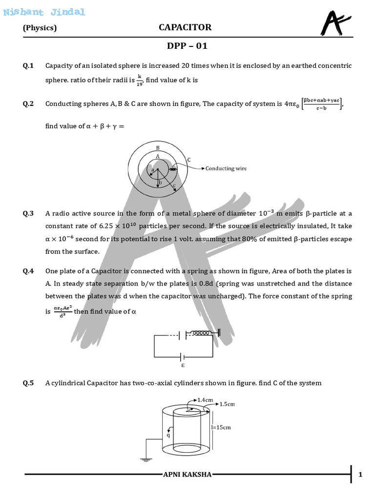 Nitin Capacitor DPP | PDF | Capacitor | Capacitance