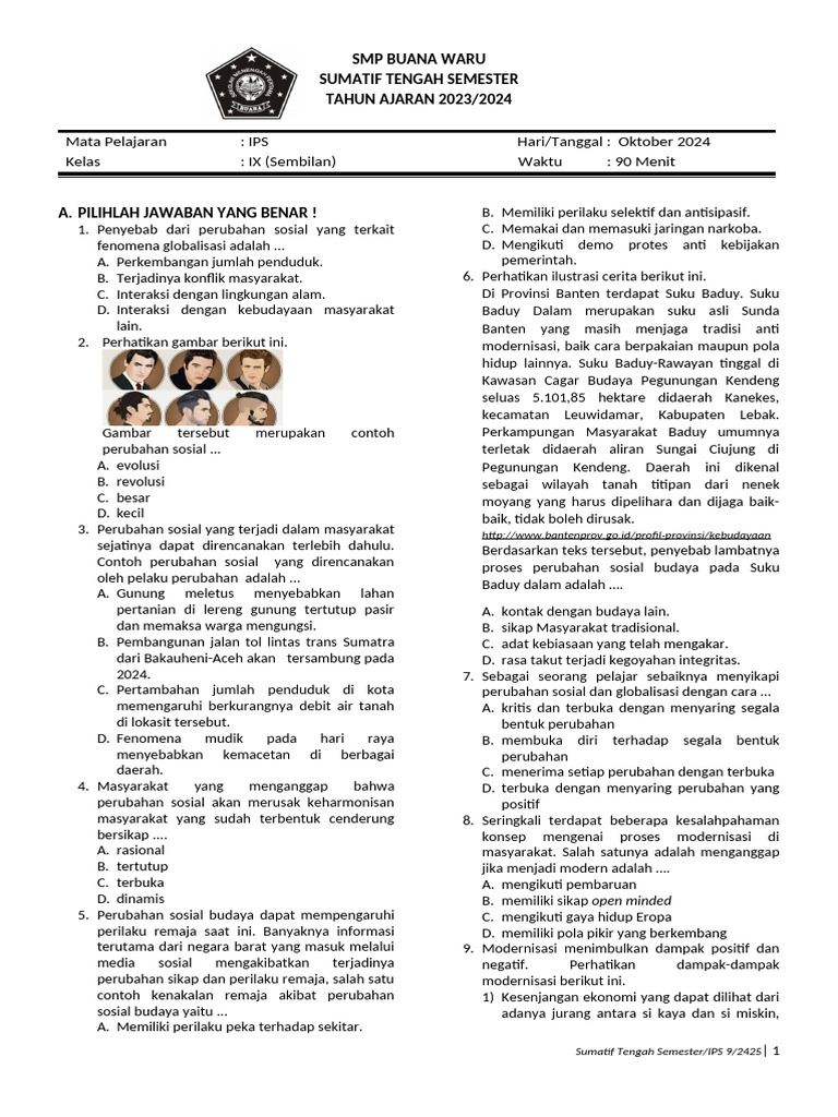 STS Ganjil IPS 9 2425 REVISI | PDF