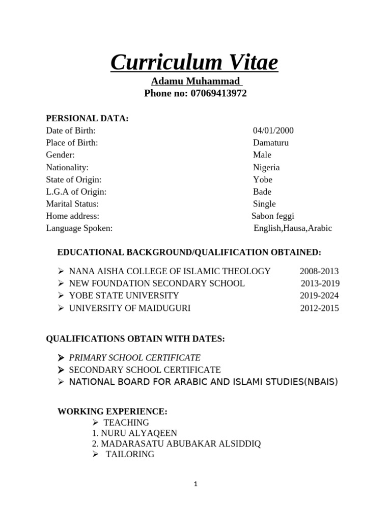 Curriculum Vitae | PDF