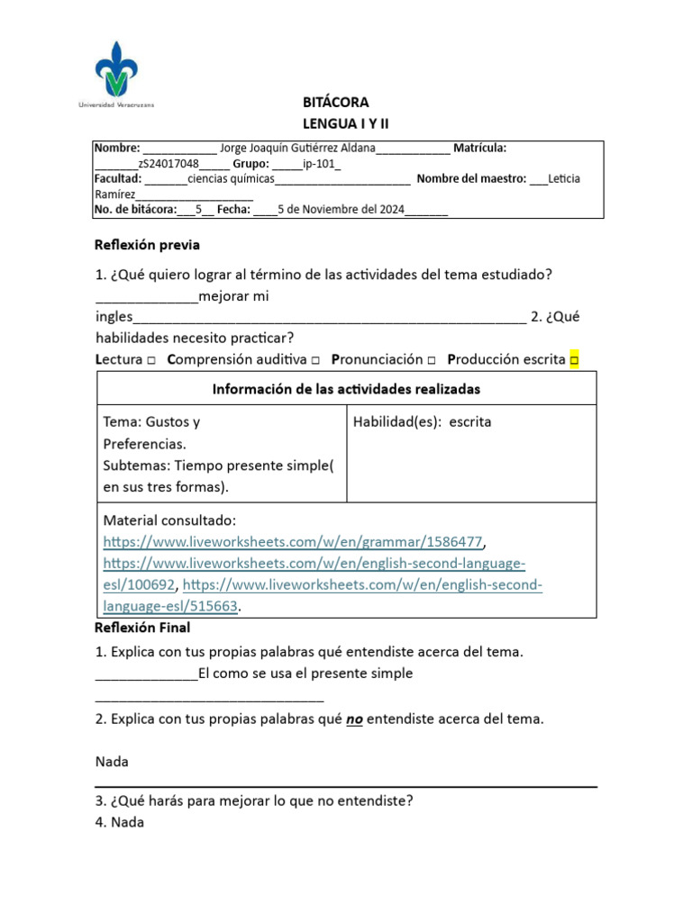 Jorge Joaquín BT6 | PDF | Crecimiento personal y profesional