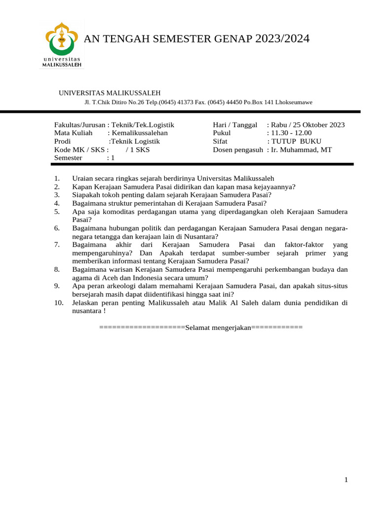 Soal-Uas Ganjil 2023 2024 | PDF