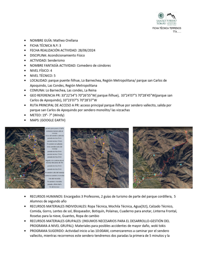 Ficha Técnica Terrenos 3 Alto El Naranjo | PDF | Excursionismo | Viaje de aventura