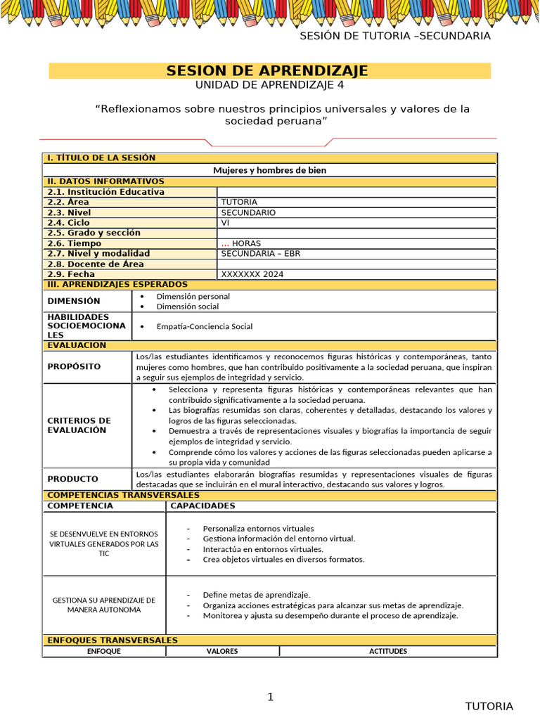 1º y 2° SES 2 U4 - TUTORIA 2024 | PDF | Aprendizaje | Maestros