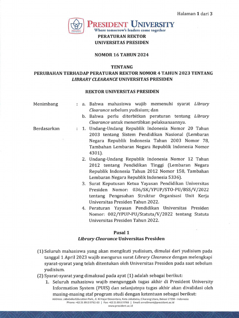 2024 Peraturan Rektor Nomor 16 Tahun 2024 Tentang Perubahan Terhadap ... 2024 Peraturan Rektor Nomor 16 Tahun 2024 Tentang Perubahan Terhadap ...