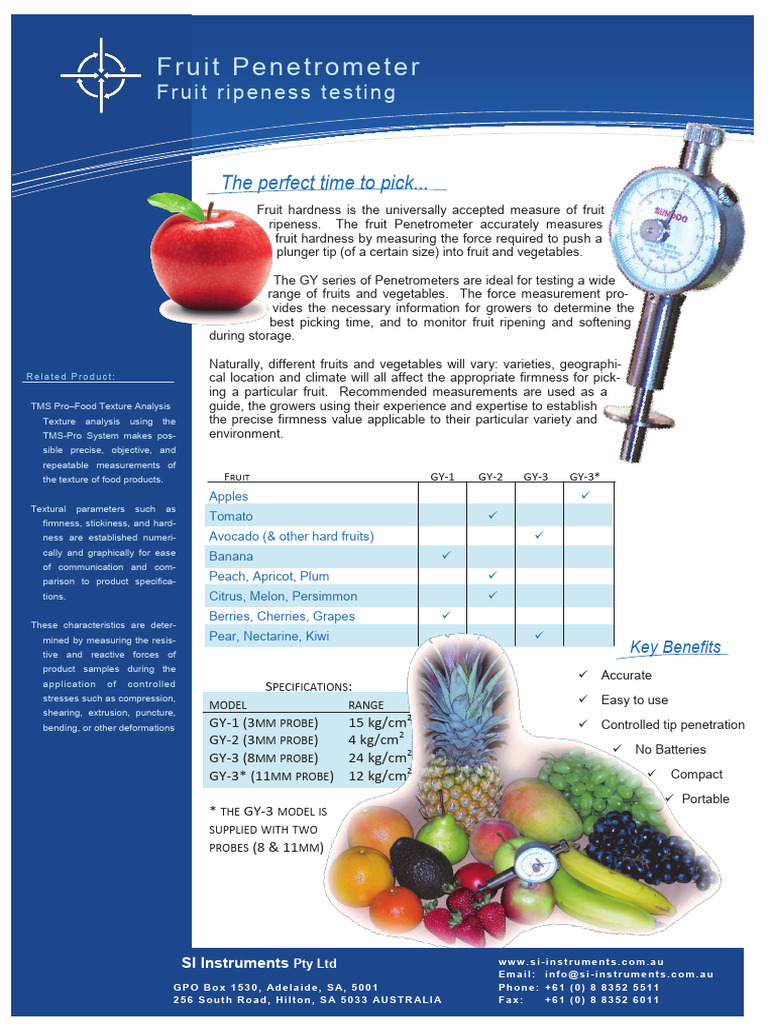 Fruit Penetrometer for Ripeness Testing | PDF | Fruit | Vegetables
