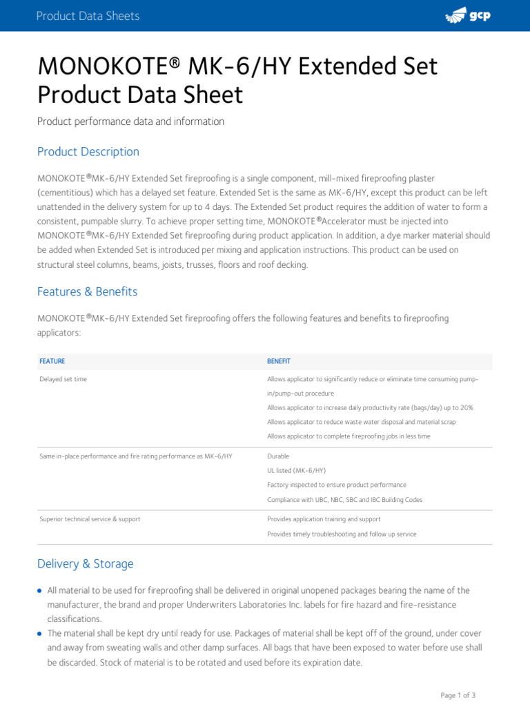 GCPAT Monokote MK 6hy Extended Set Us 5491 | PDF | Trademark | Materials