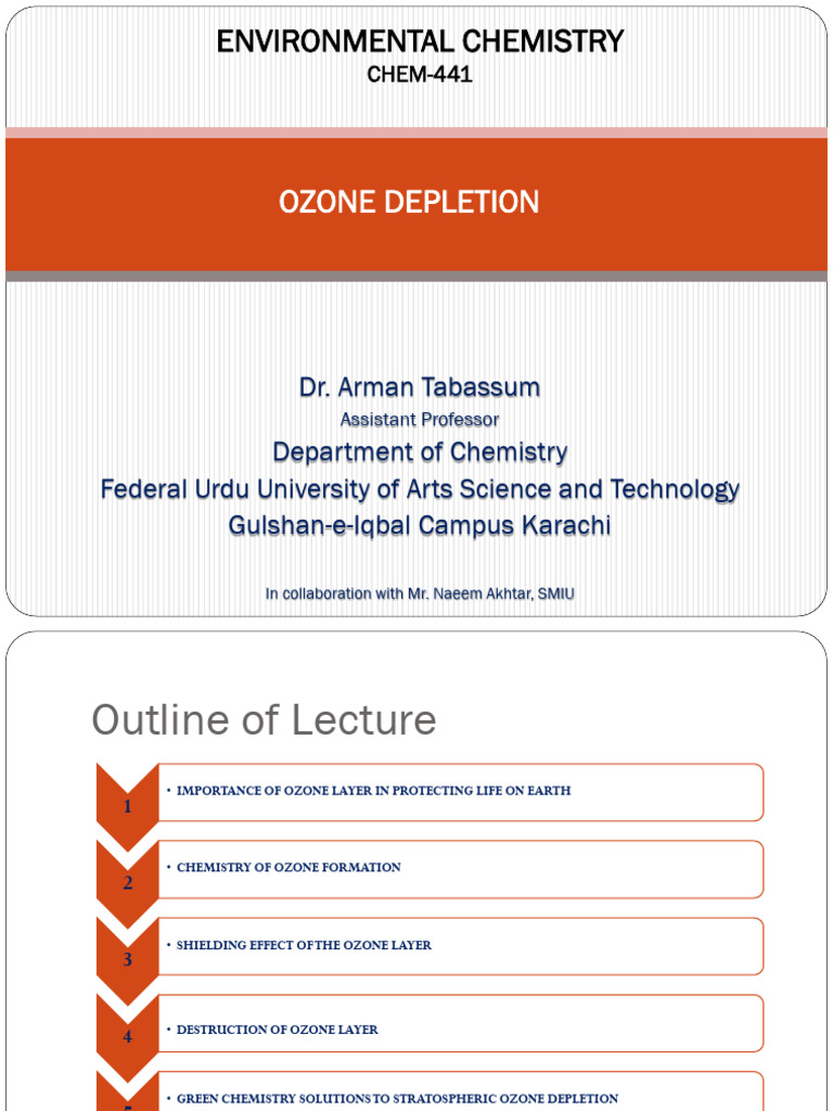 CHEM-441 LEC 4 Ozone Depletion | PDF | Atmosphere Of Earth | Ozone