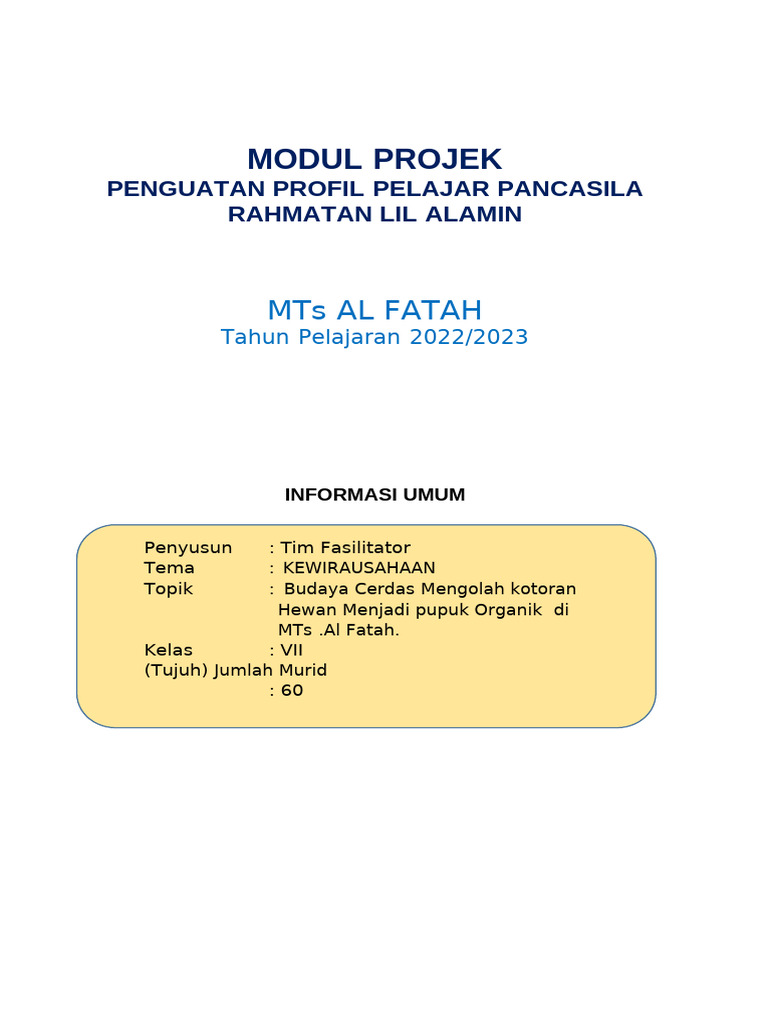 Lat. Penyusunan MODUL PROJEK | PDF