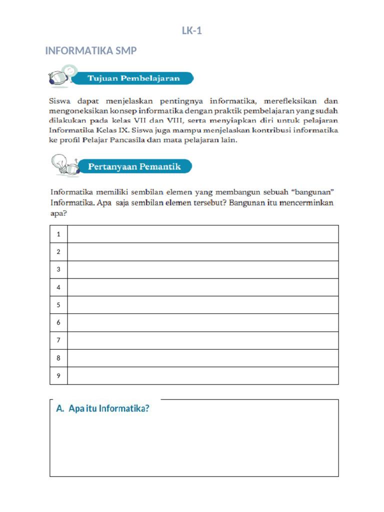 LK - 1 Informatika Ix | PDF