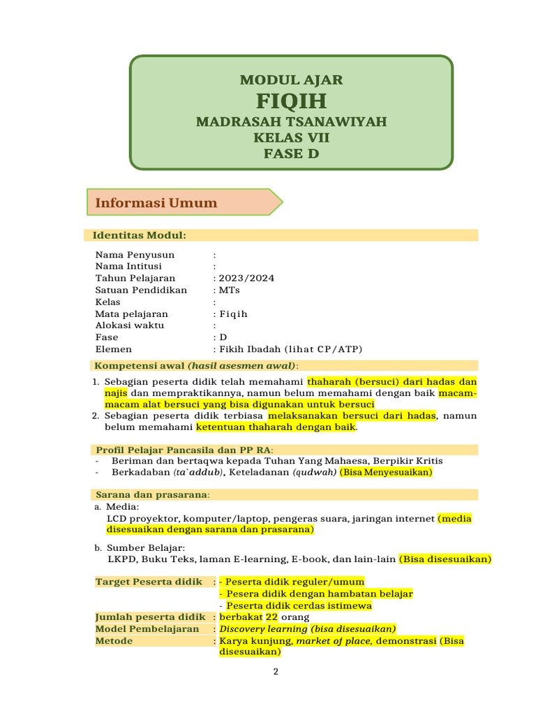 Latihan Membuat Modul Ajar | PDF