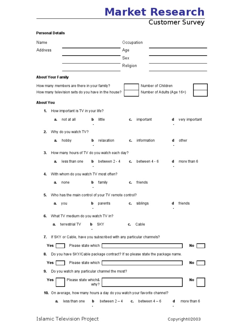 Market Research - Customer Survey | PDF