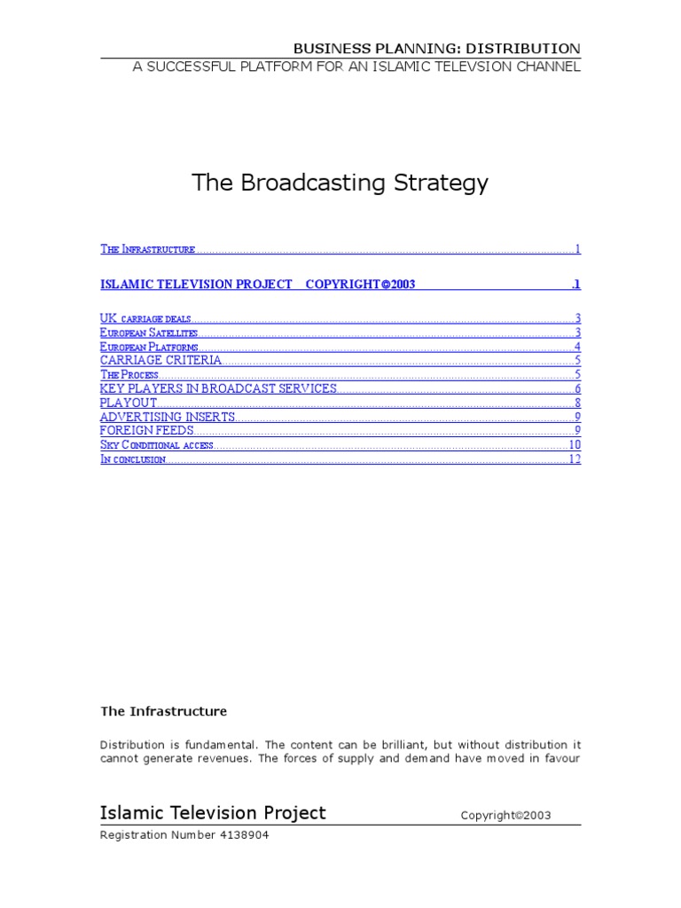 The Broadcasting Strategy | PDF | Pay Television | Direct Broadcast ...