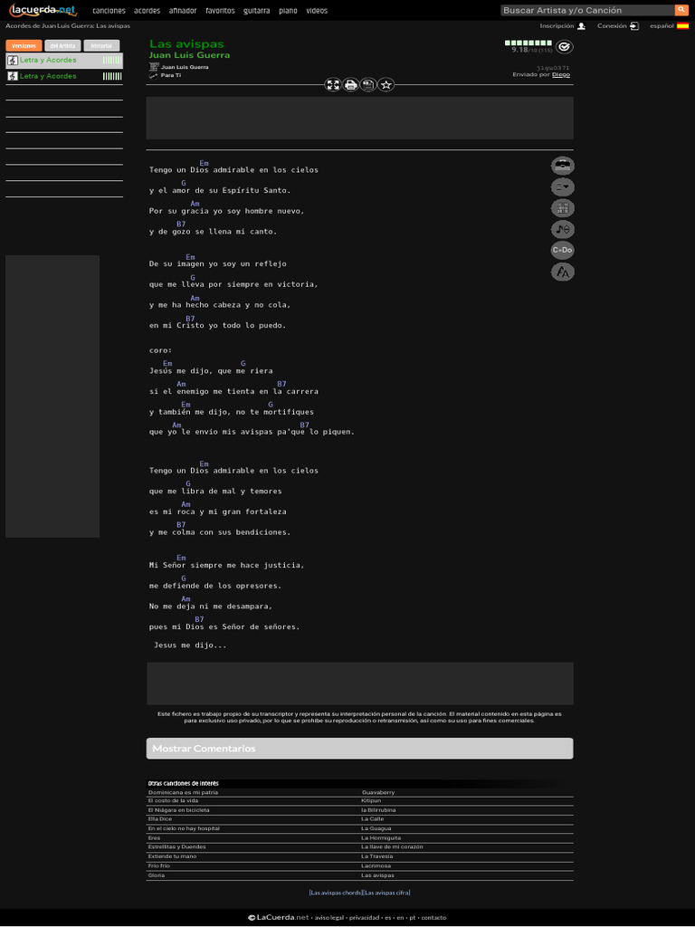 LAS AVISPAS, Juan Luis Guerra - Acordes | PDF