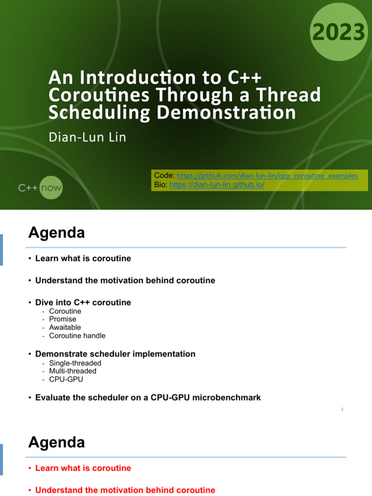 An Introduction To Cpp Coroutines Through A Thread Scheduling Demonstration Pdf Thread