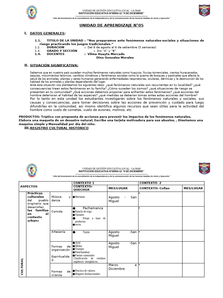 Unidad de Aprendizaje #05 | PDF | Evidencia | Evaluación