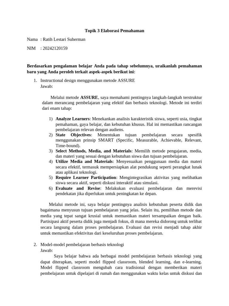 Topik 3 Elaborasi Pemahaman - TBPP | PDF | Karier & Perkembangan | Seni