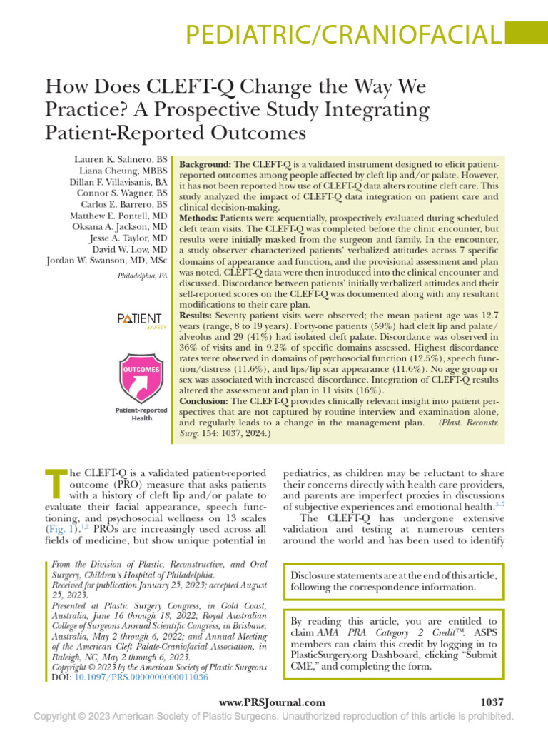 How Does Cleft Q Change The Way We Practice A.25 | PDF | Plastic ...