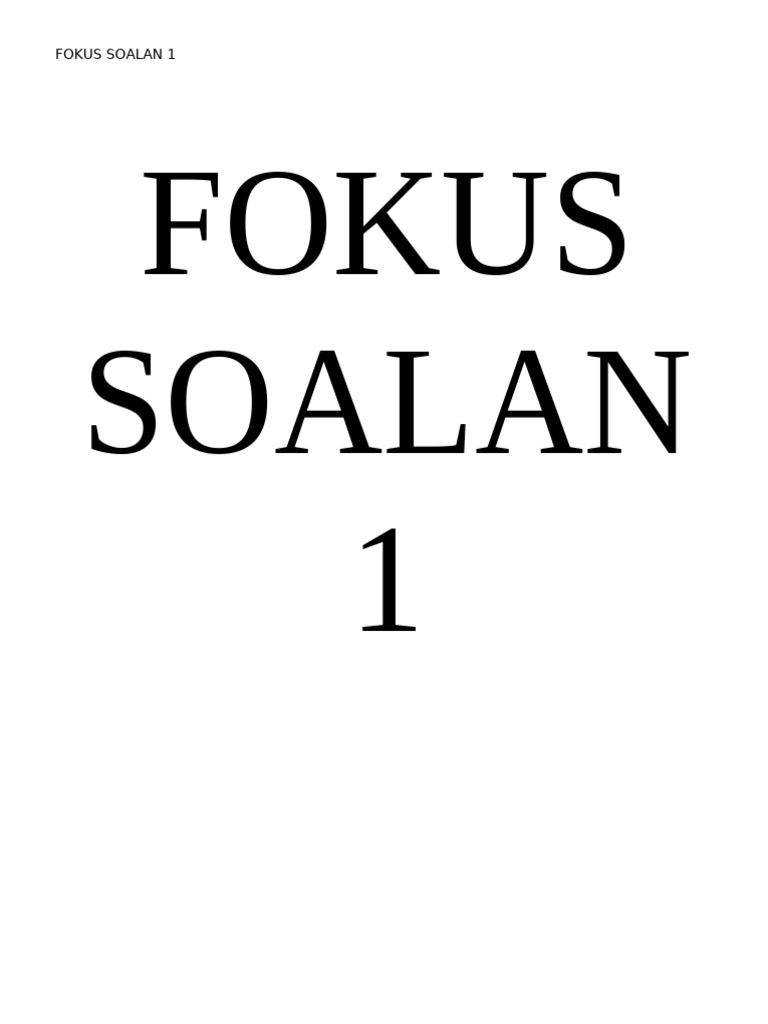 Fokus Soalan 1 - Bidang Al-Quran Dan Hadis | PDF