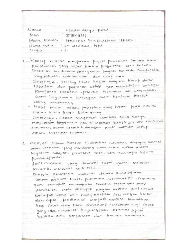 Tugas 1 Strategi Pembelajaran Rehan | PDF