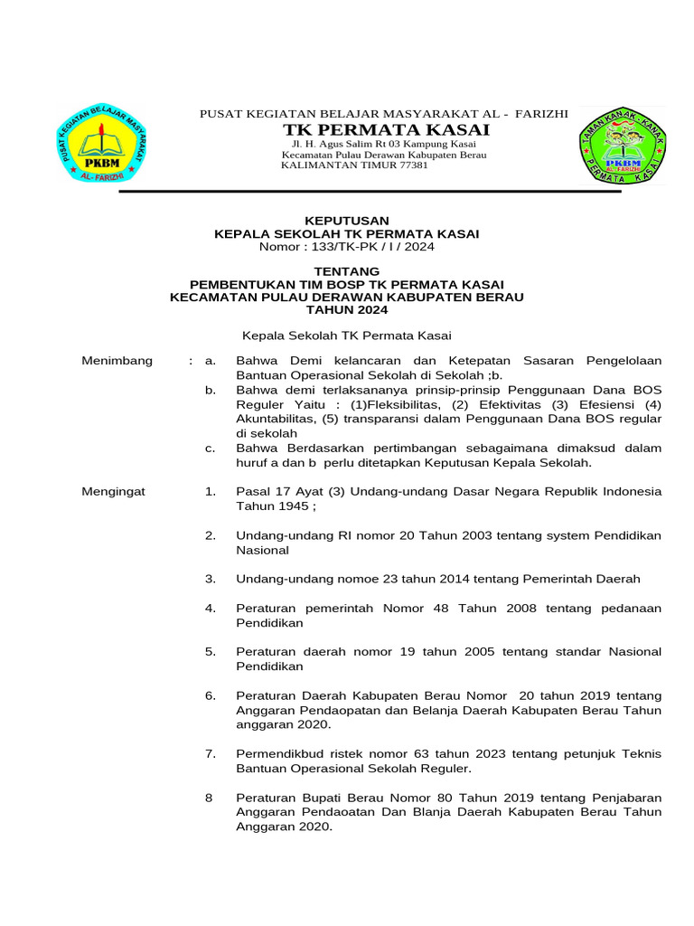 SK Tim Bosp | PDF | Pengelolaan Keuangan & Uang