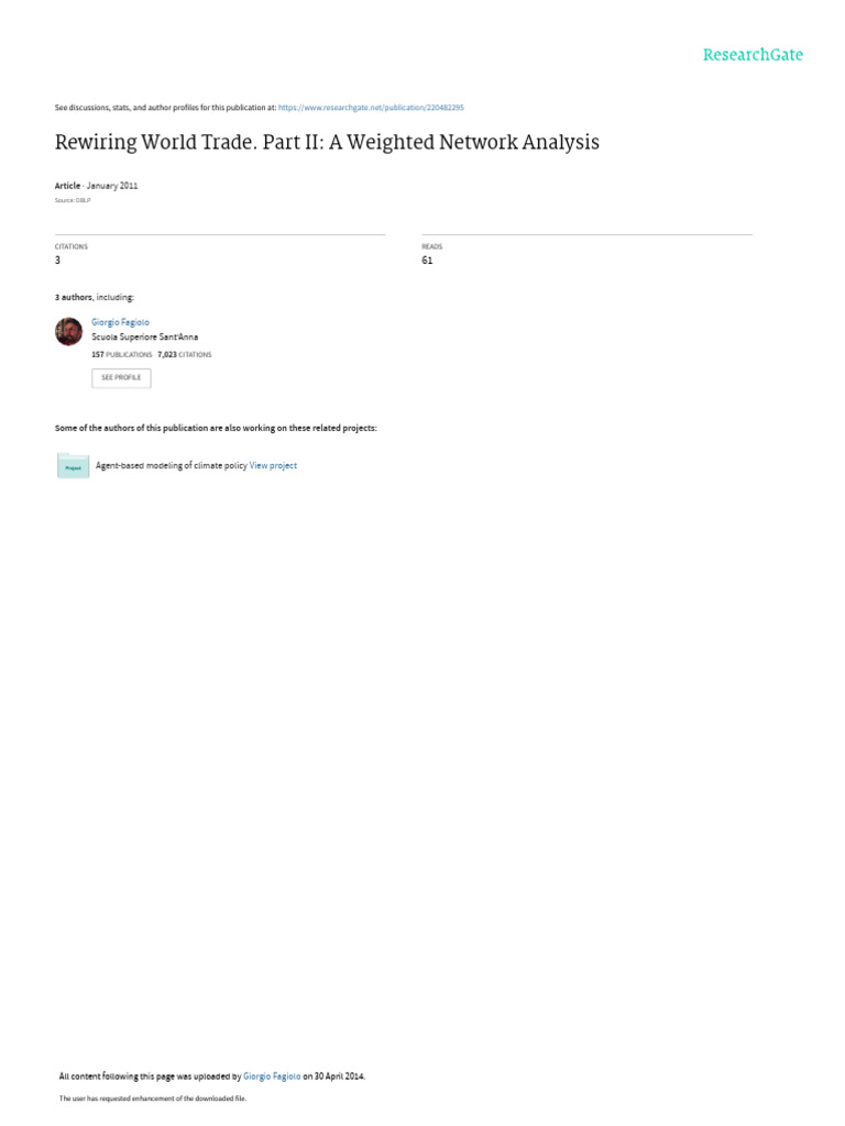 Garlaschelli Rewiring - World - Trade - Part - II - A - Weighted ...