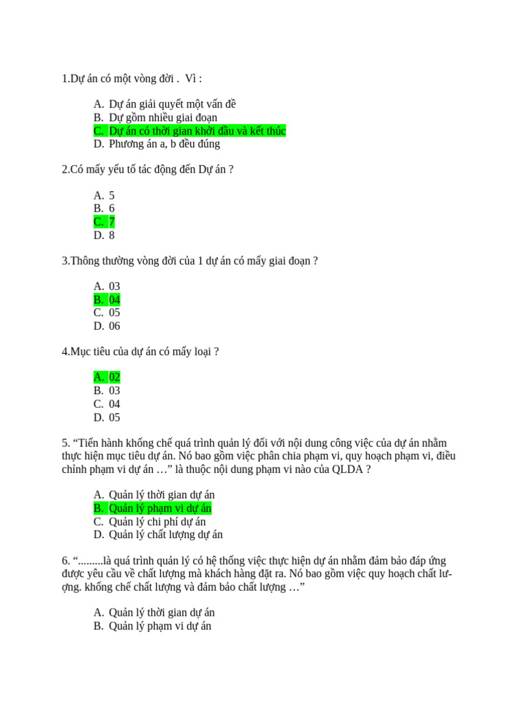 Trac Nghiem Qlda | PDF