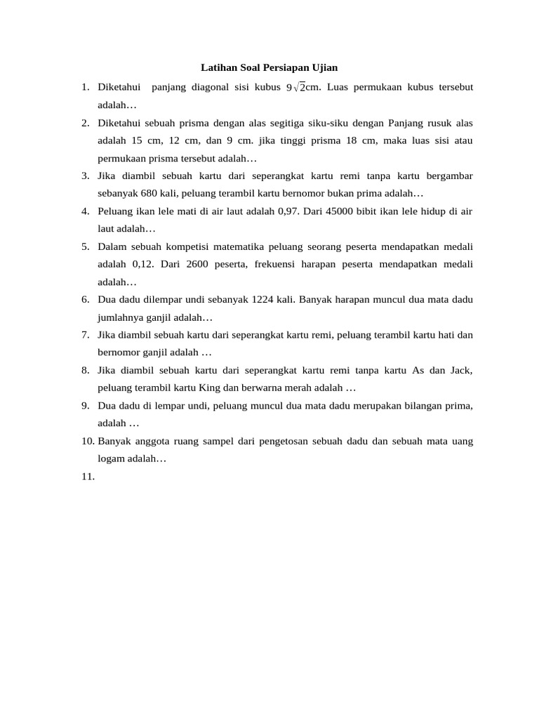 Latihan Soal Persiapan Ujian | PDF