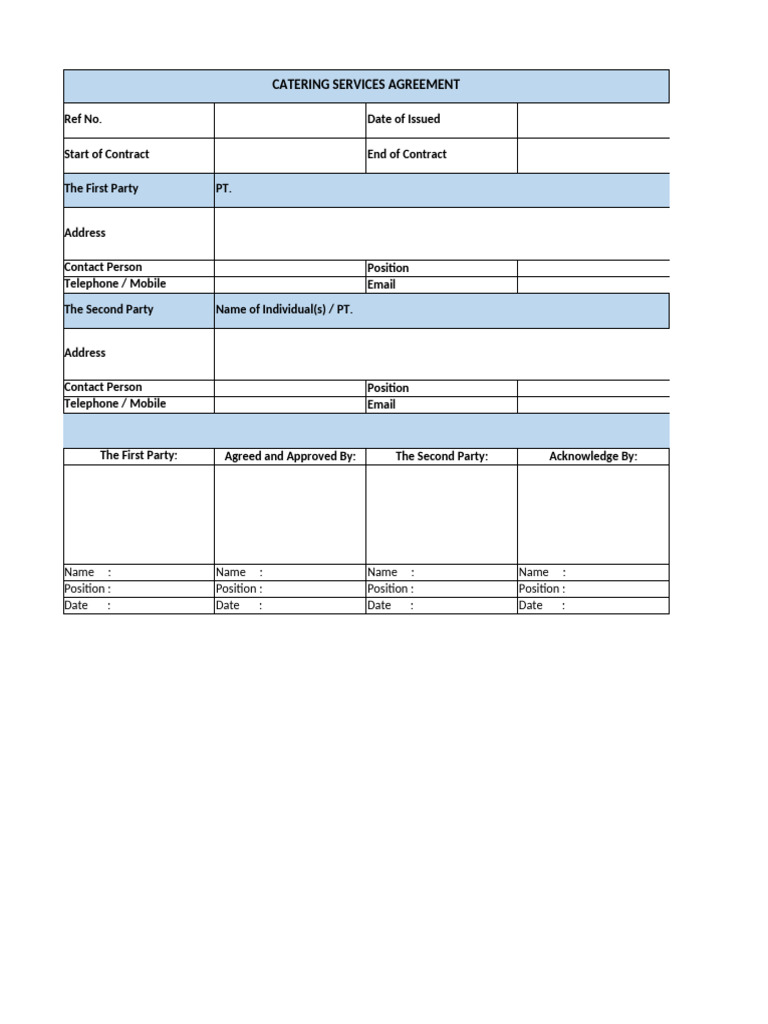 Draft Catering Services Agreement | PDF | Payments
