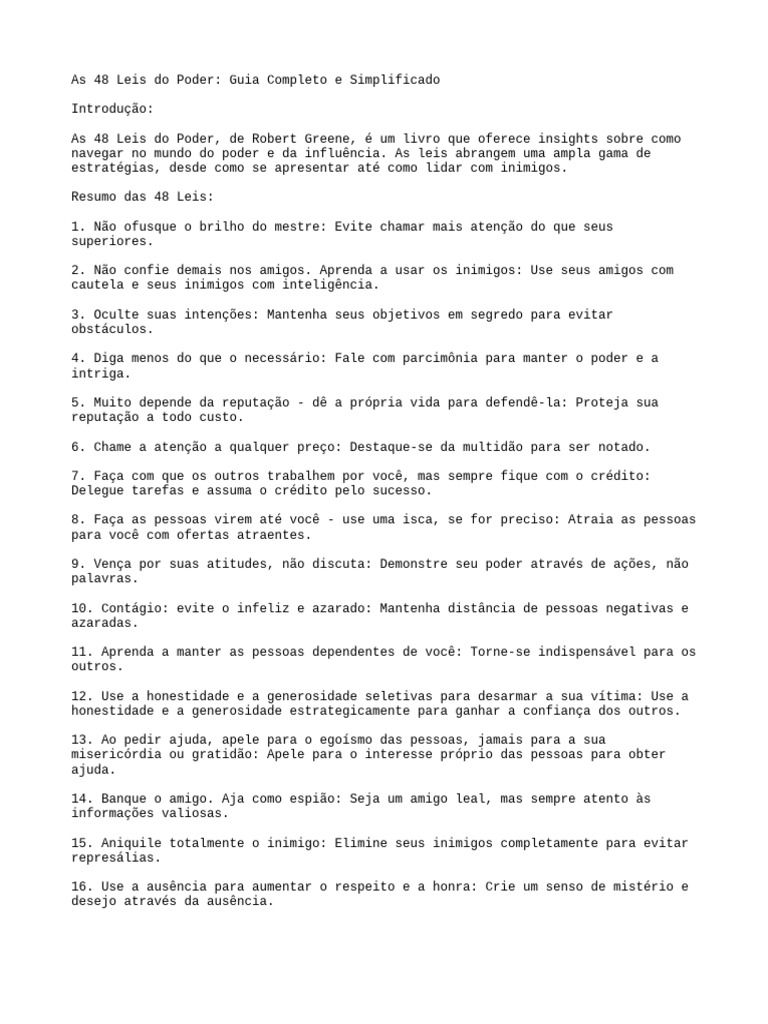 Guia das 48 Leis do Poder | PDF | Estilo de vida