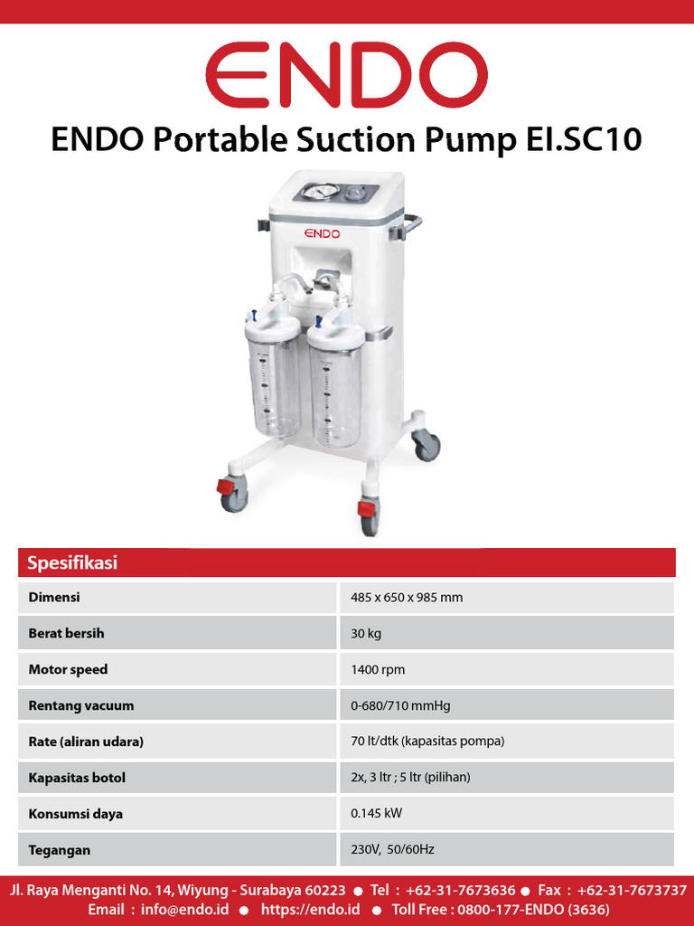 Brosur ENDO Portable Suction Pump EI - SC10 | PDF