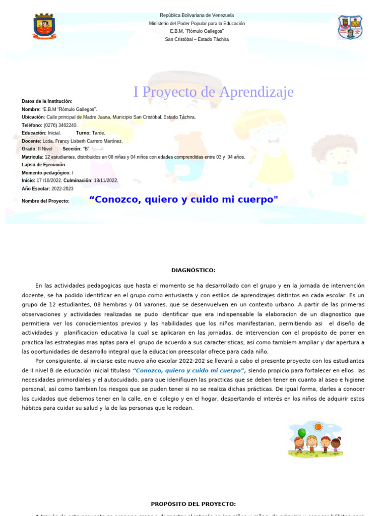 Conozco, Quiero y Cuido Mi Cuerpo | PDF | Las emociones | Educación de la primera infancia