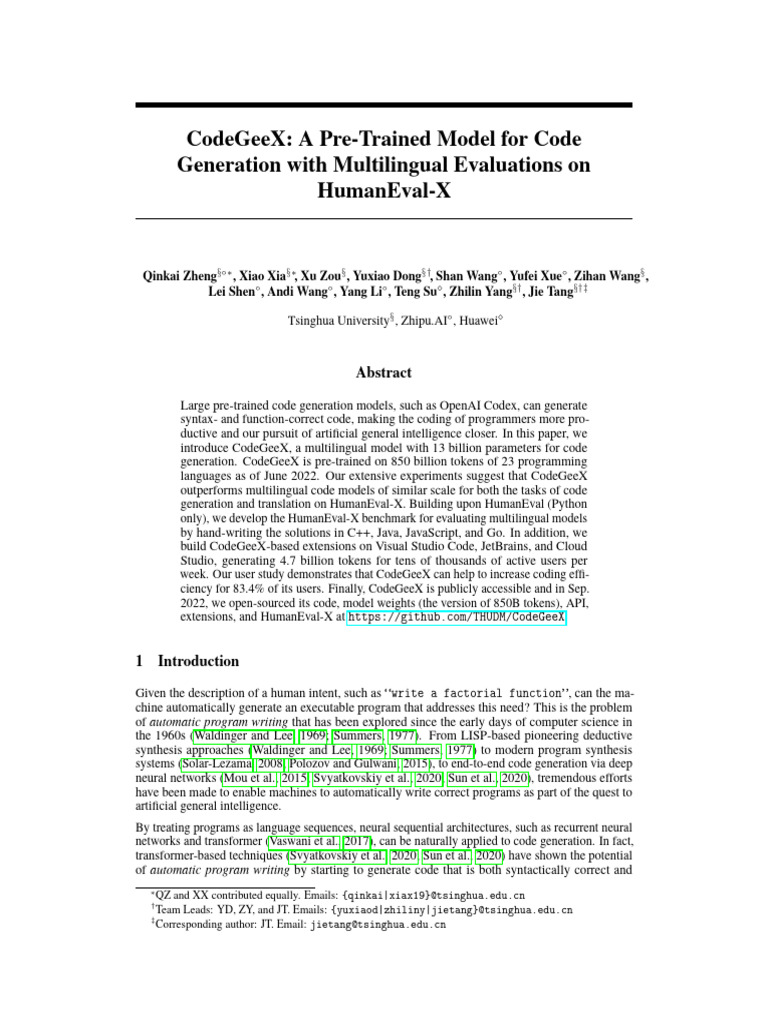CodeGeeX - A Pre-Trained Model For Code Generation With Multilingual ... CodeGeeX - A Pre-Trained Model For Code Generation With Multilingual ...