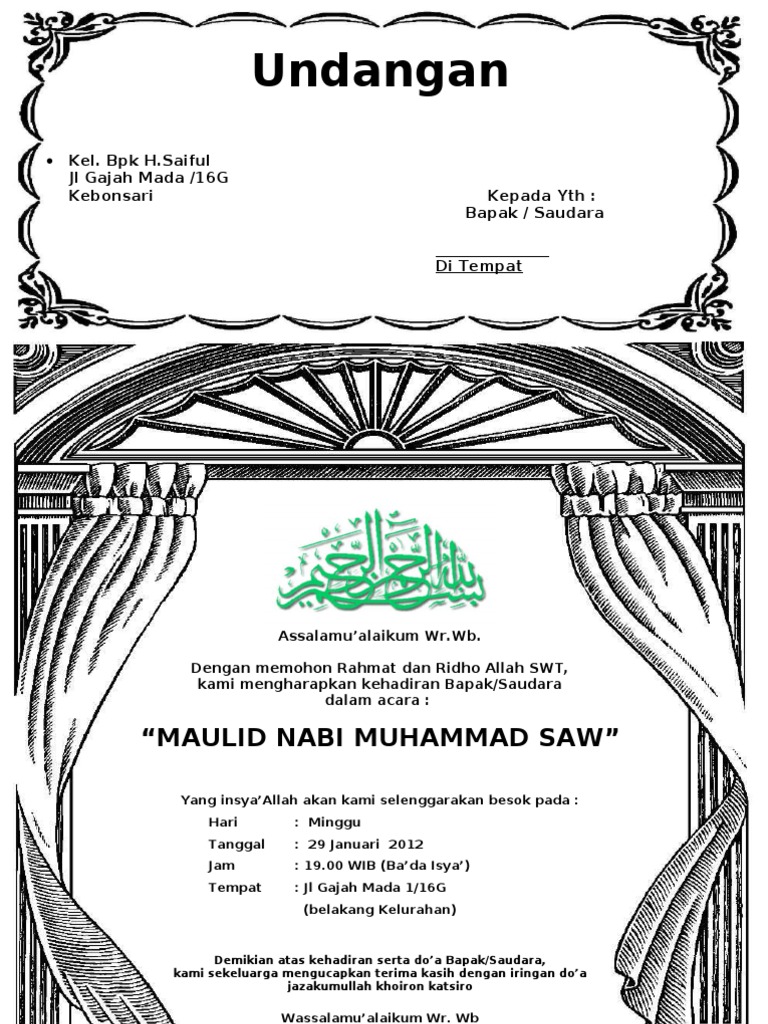 Undangan Maulid Nabi Muhammad | PDF