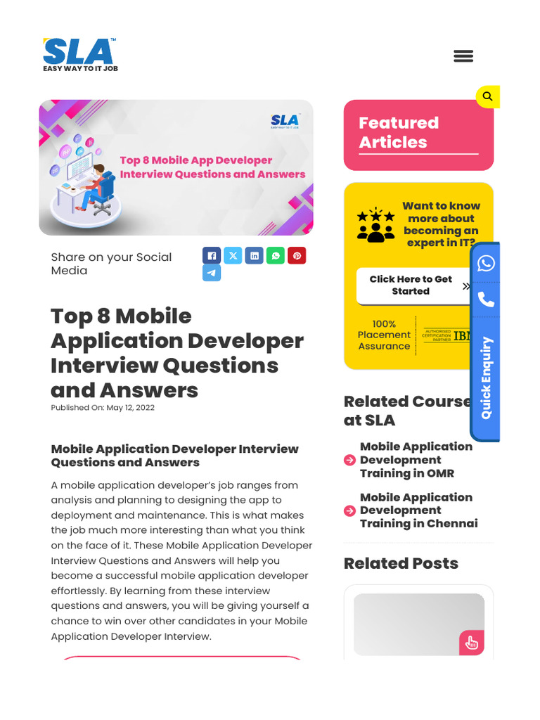 Top 8 Mobile Application Developer Interview Questions and Answers ...