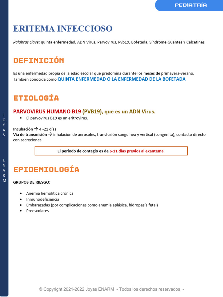 Eritema Infeccioso | PDF | Enfermedades y trastornos | Especialidades ...