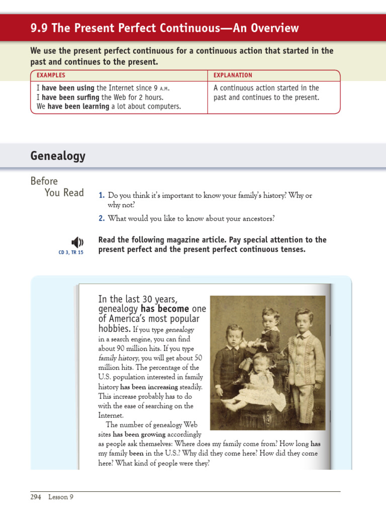 Present Perfect Continuous (Reading Comprehension) | PDF | Genealogy ...