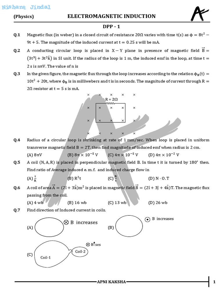 Electromagnetic Induction Quiz | PDF | Electromagnetic Induction | Inductor
