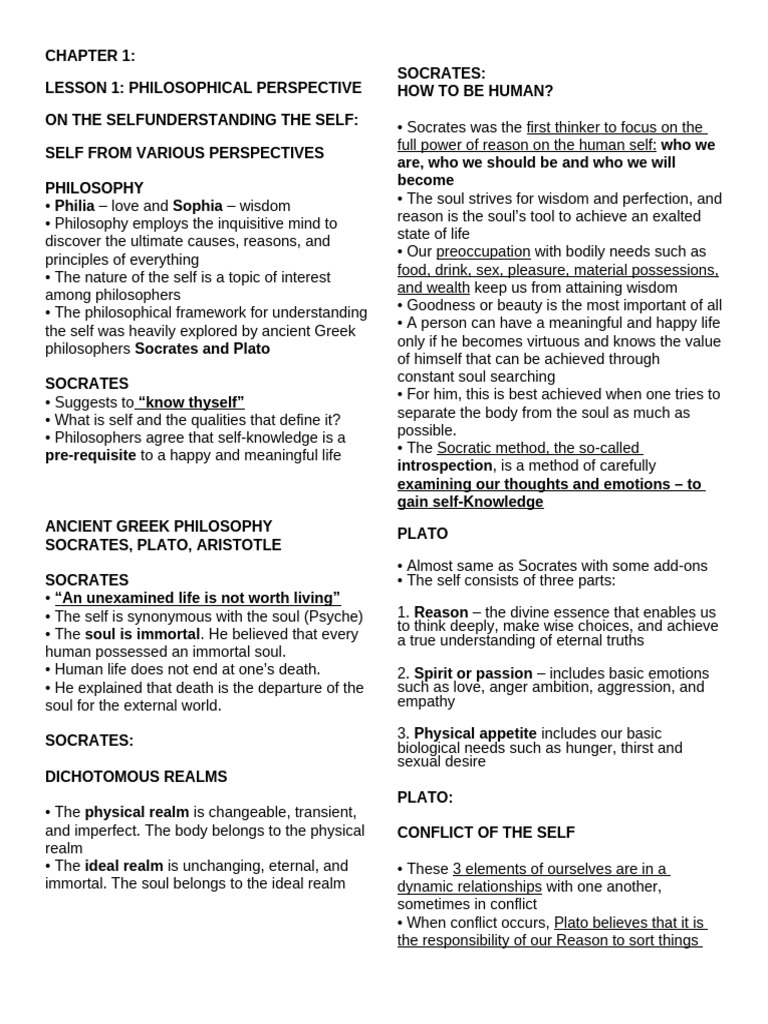 Uts Reviewer | PDF | Soul | Philosophy Of Self