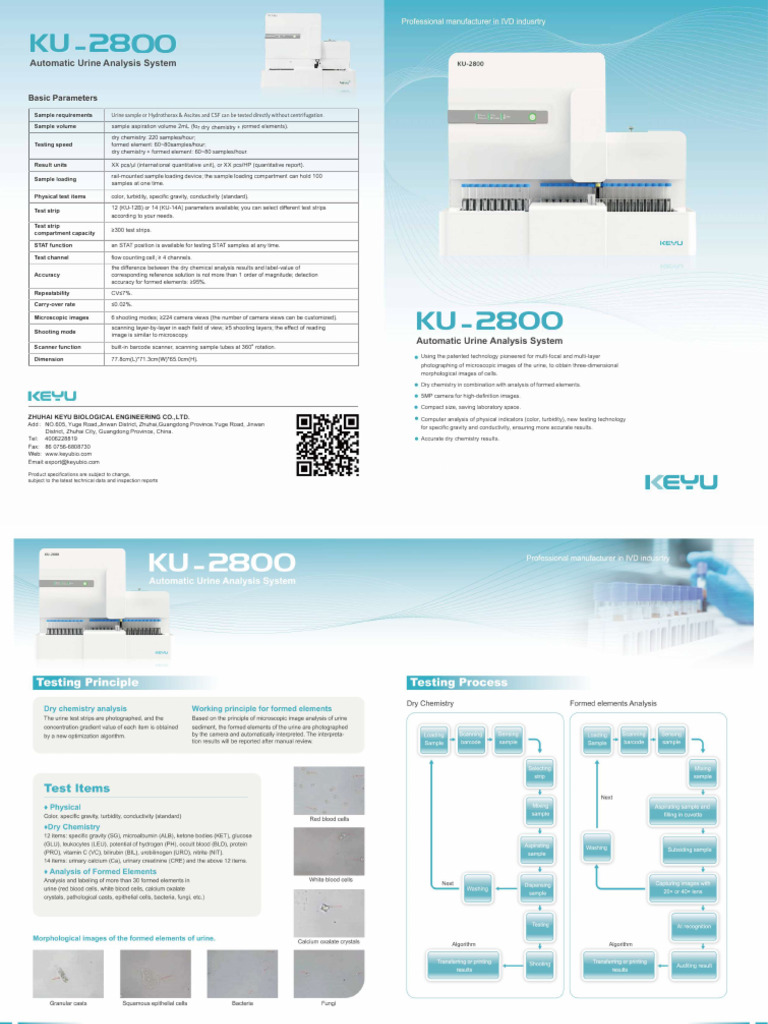 Keyu Ku-2800 Automatic Urine Analyzer | PDF