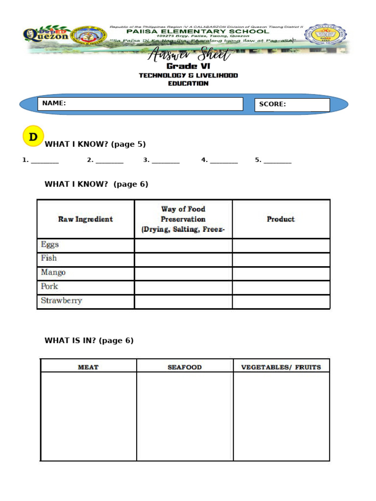 Answer Sheet in Tle | PDF | Career & Growth | Finance & Money Management