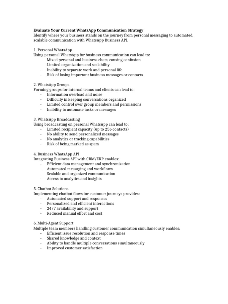 WhatsApp_Communication_Strategy_Overview | PDF | Automation | Customer ...