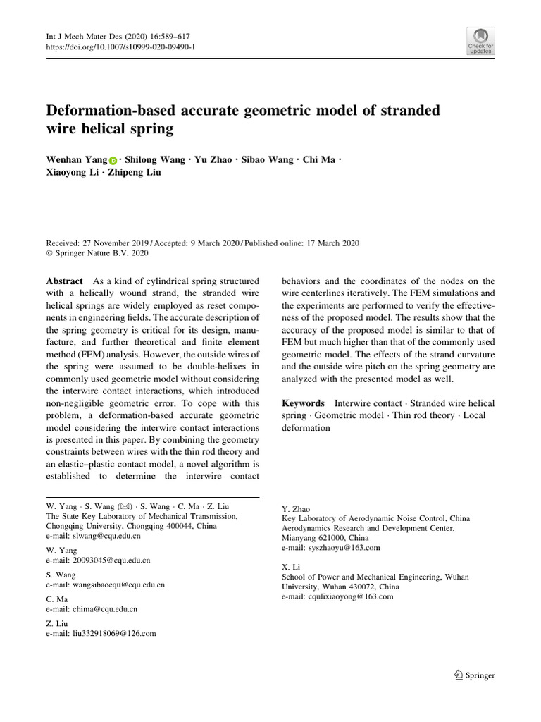 Deformation-Based Accurate Geometric Model of Stranded Wire | PDF ...