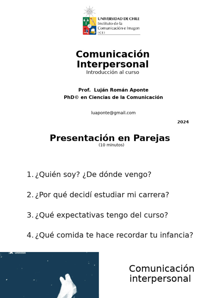 Clase 1 Comunicaci N Interpersonal 2024 | PDF | Comunicación | Comunicación interpersonal