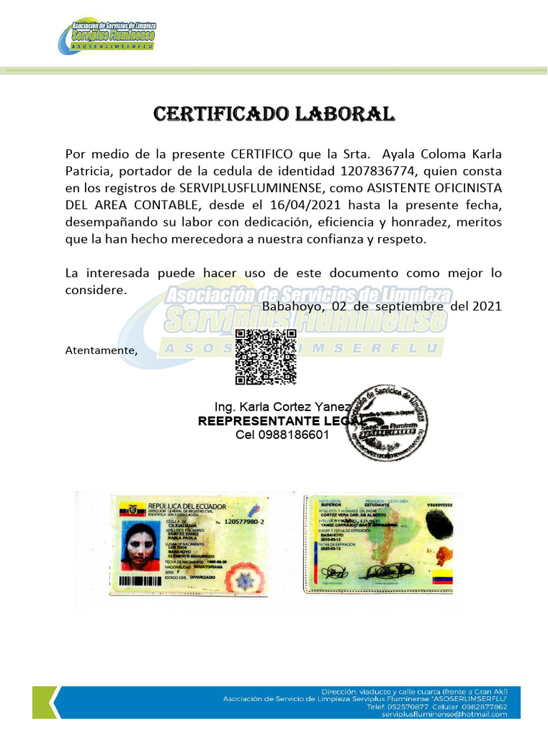 Certificado Laboral Asistente Contable | PDF