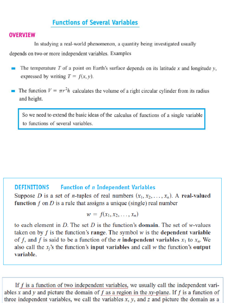 01-Functions of Several Variables-1 | PDF