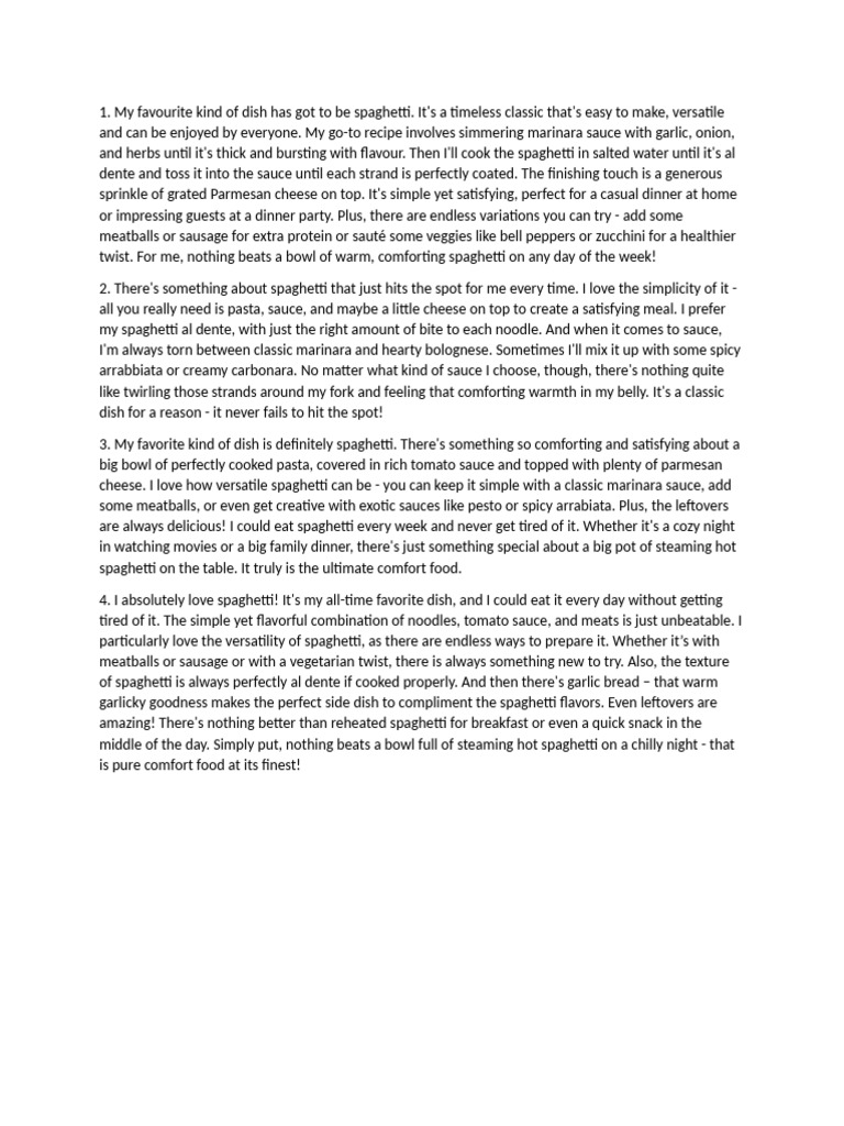 Spaghetti Writing | PDF | Spaghetti | Pasta