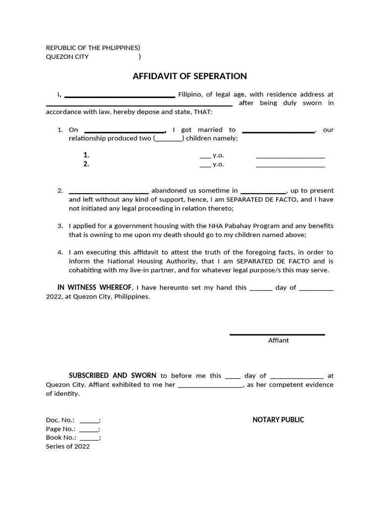 Aff. Separation Parent Girl (BLANK) | PDF | Politics | Social Science