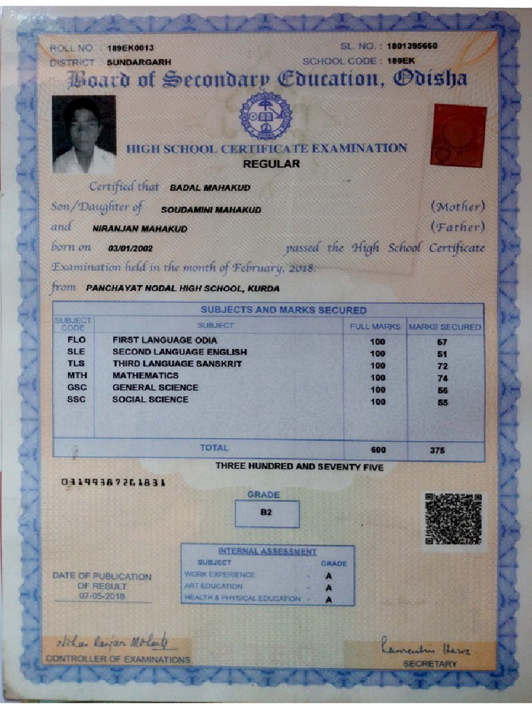 10th Certificate | PDF