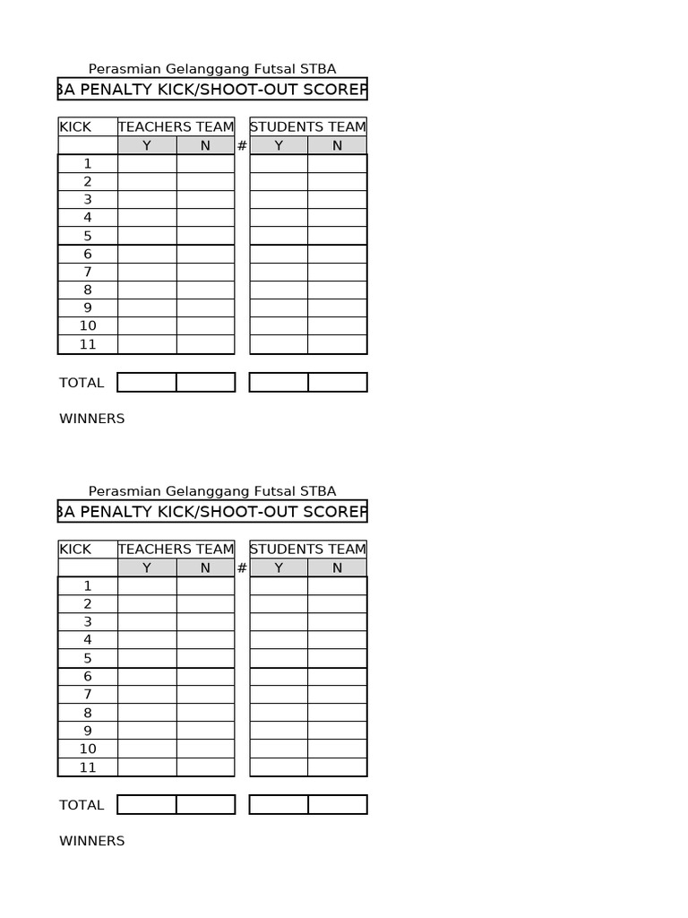 Penalty Kick Score Pad | PDF