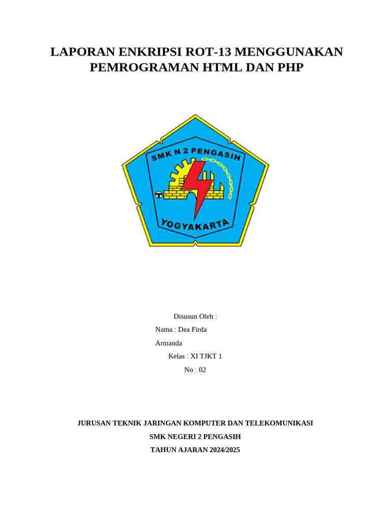 Dea Firda Armanda (02) XI TJKT 1 LAPORAN ENKRIPSI ROT-13 | PDF